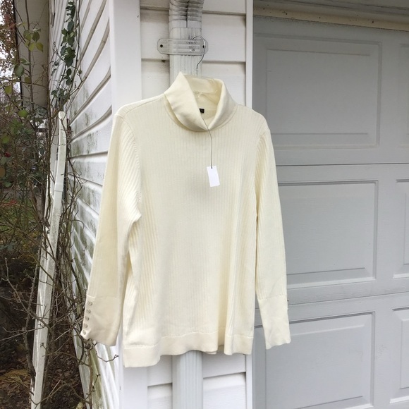 Talbots | Sweaters | Nwt Talbots Pretty Cozy Cream Cabled Stripe Long ...